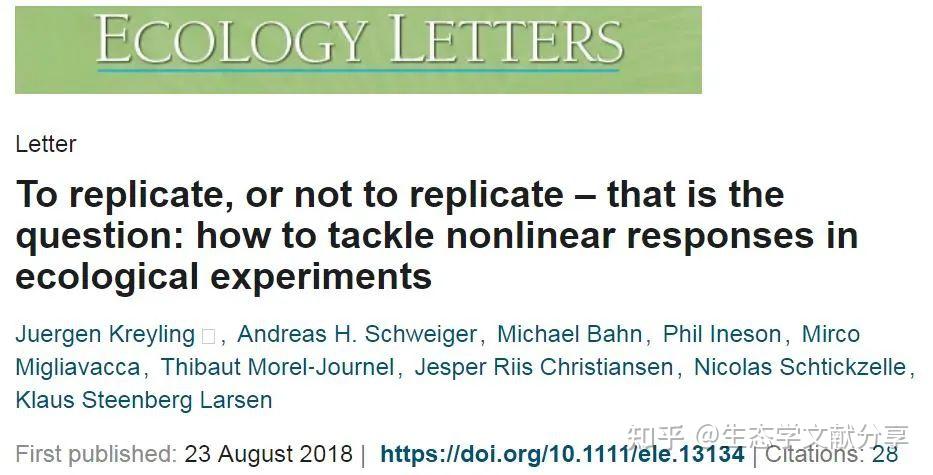 Ecology Letters | 生态学实验设计中“梯度实验”和“重复实验”的抉择 - 知乎