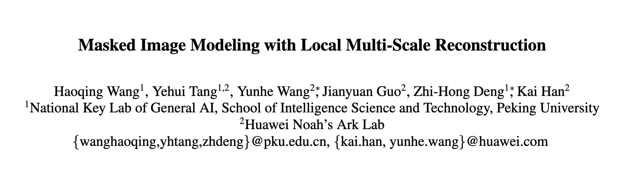 【CVPR2023】Masked Image Modeling with Local Multi-Scale Reconstruction - 知乎