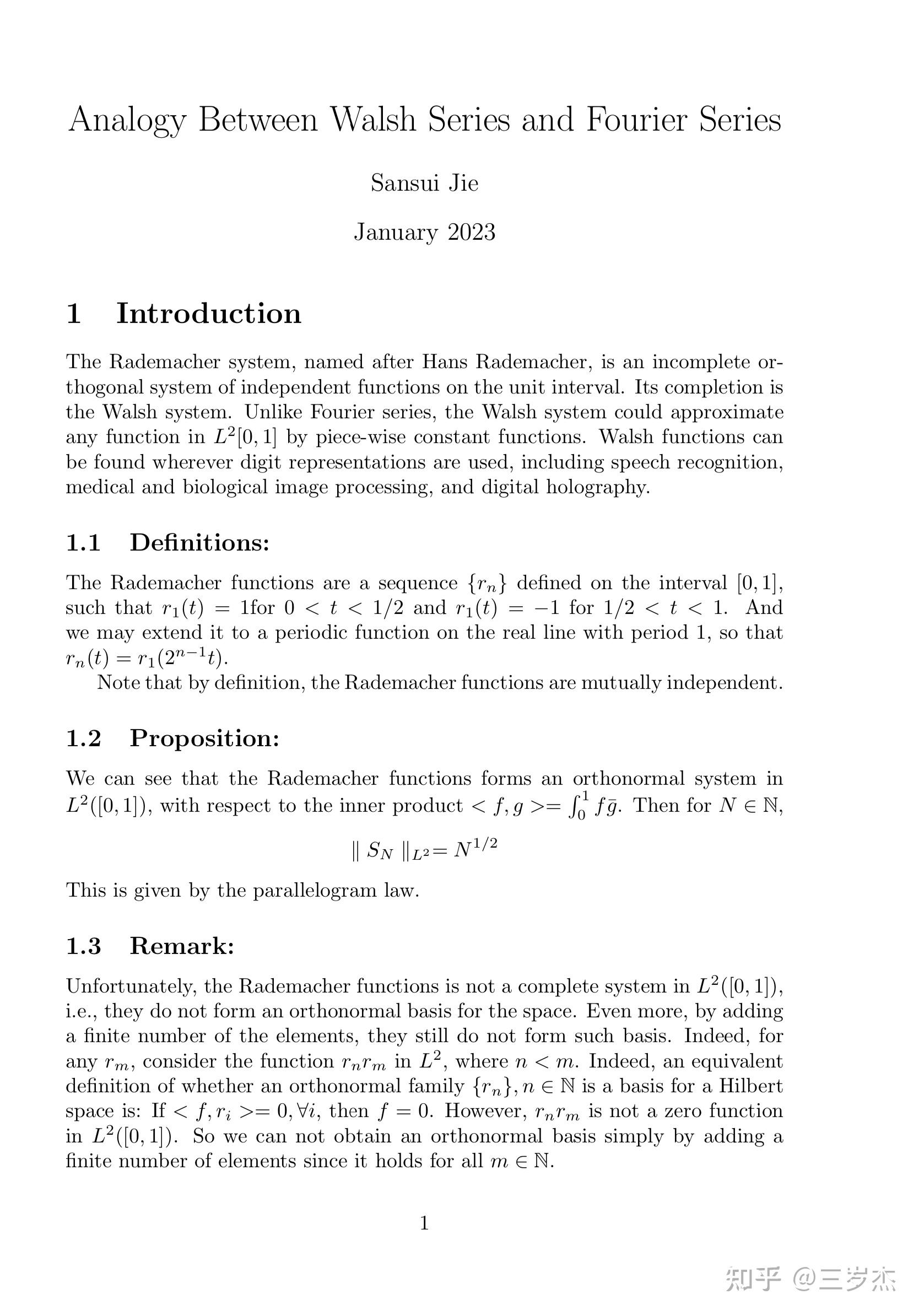 傅立叶分析（1）：Walsh级数和傅立叶级数 - 知乎