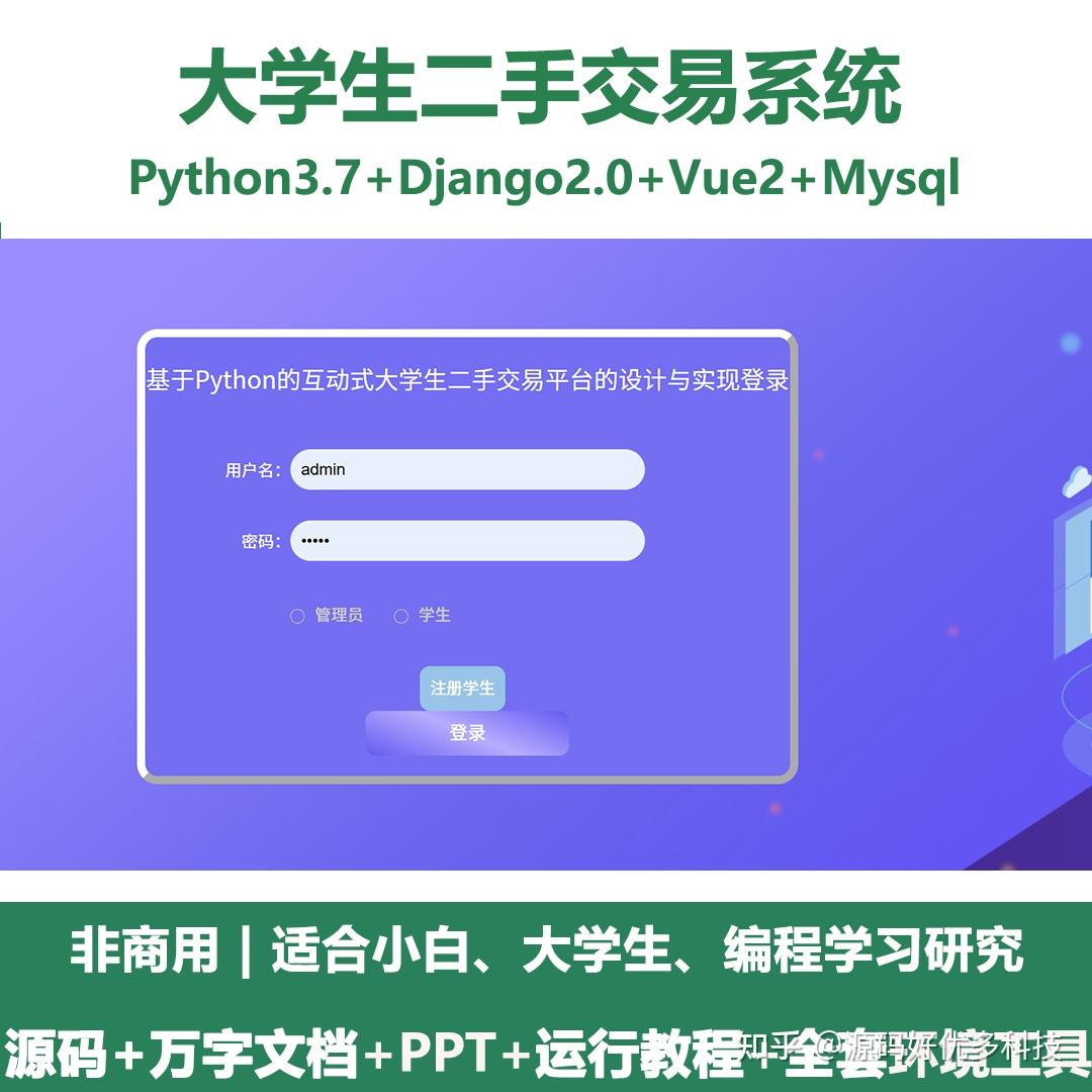 大学生二手交易系统源码 Python+Django+Vue 万字文档+PPT - 知乎