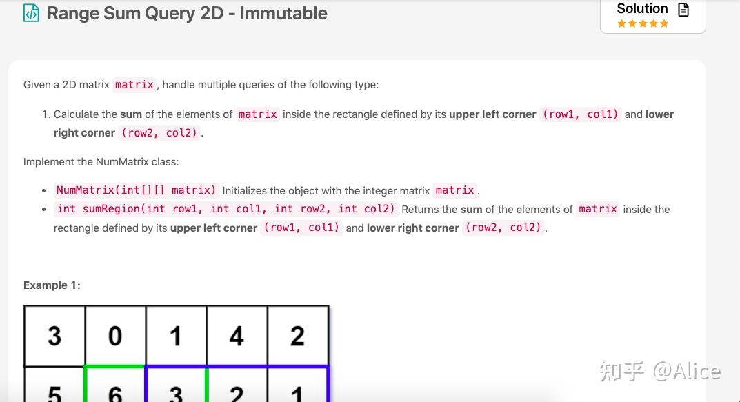 100. 实现二维数组的两个方法（Range Sum Query 2D - Immutable） - 知乎