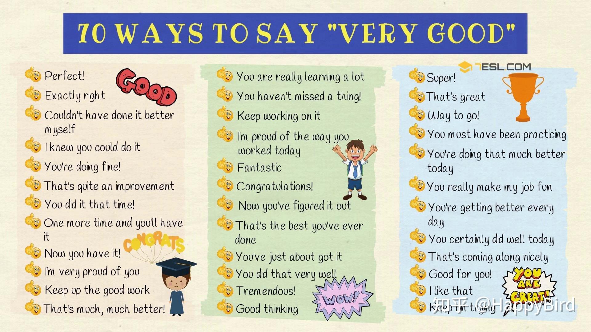 英语里70种"Very Good" - 知乎