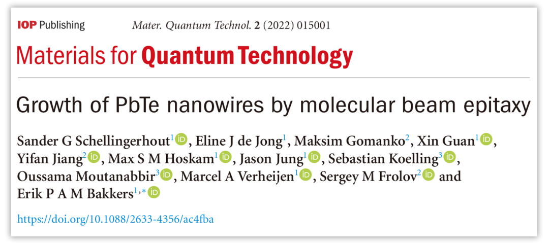 IOP Science：分子束外延生长PbTe纳米线 - 知乎