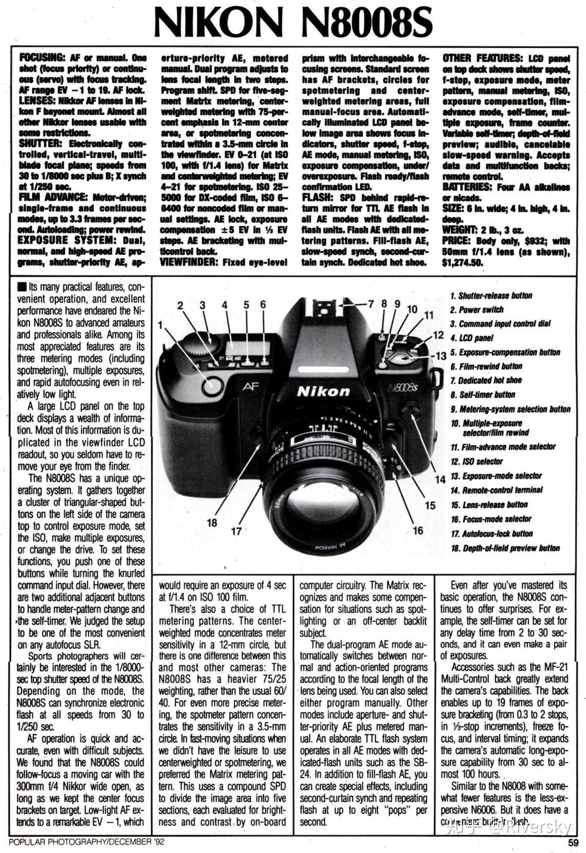 尼康 N8008S (F801S) – 一顿晚餐的准旗舰胶片相机 - 知乎