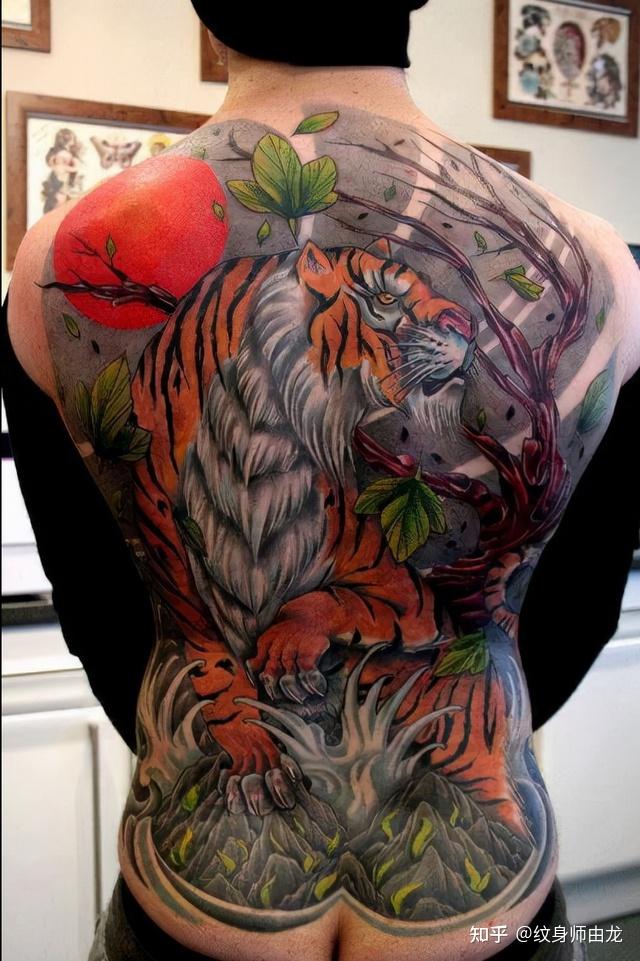 满背老虎纹身图案及手稿 - 知乎