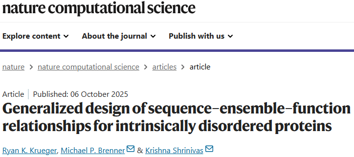 Nat. Comput. Sci. | 内在无序蛋白的序列–构象–功能关系的通用设计框架 - 知乎