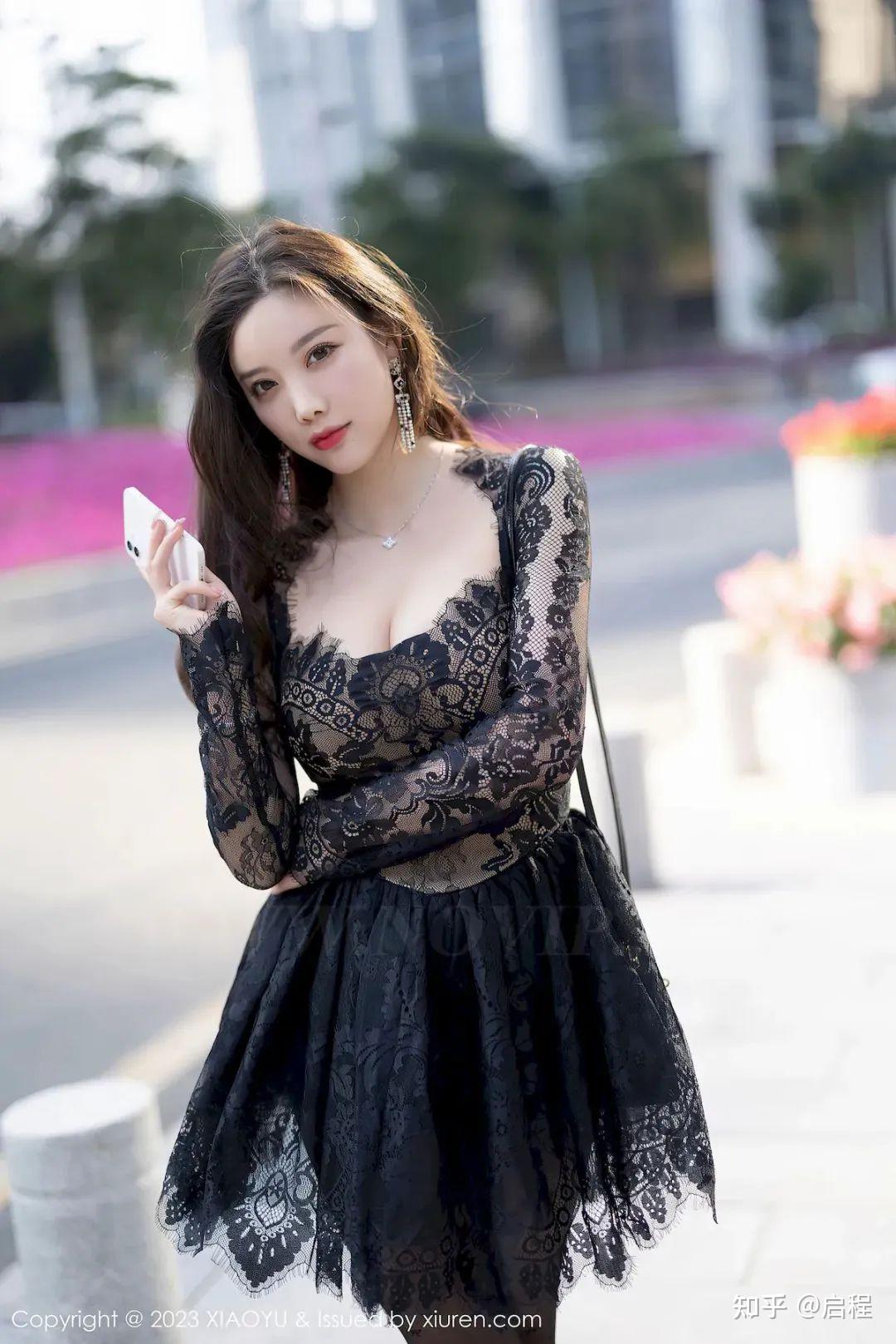 [性感] 女神杨晨晨Yome黑丝蕾丝连衣短裙丰腴身材写真 - 知乎