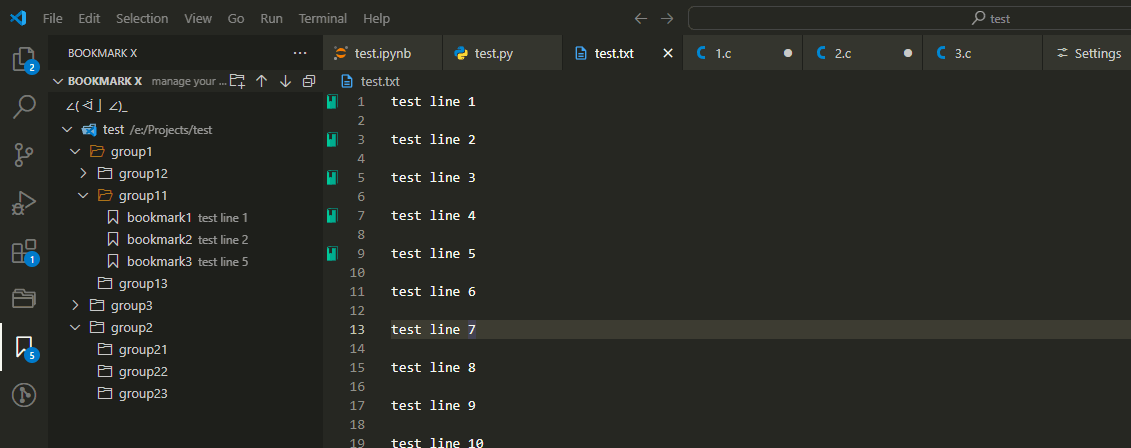 推荐一个支持标签排序，分组嵌套的vscode bookmark插件：bookmark X - 知乎