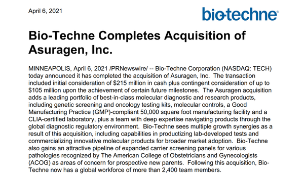 130亿美元市值 ！全球生命科学服务龙头Bio-Techne布局 - 知乎