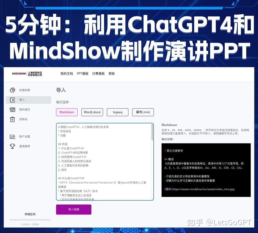 5分钟利用ChatGPT4+MindShow制作一个演讲稿PPT - 知乎