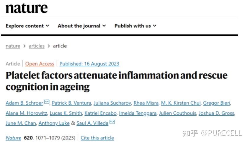 Nature连发三刊：年轻血液中的细胞因子，可使大脑“返老还童” - 知乎