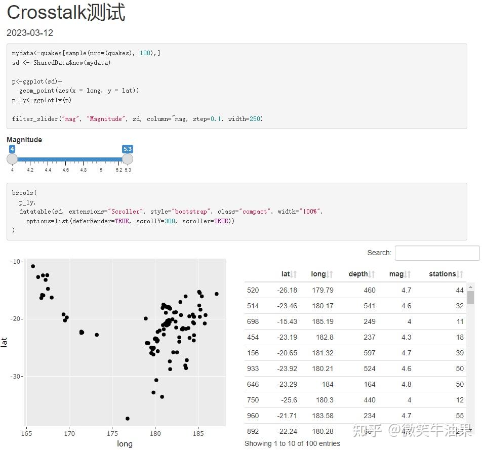 【R语言】Crosstalk：无需shiny后端即可在Rmarkdown中应用交互组件 - 知乎