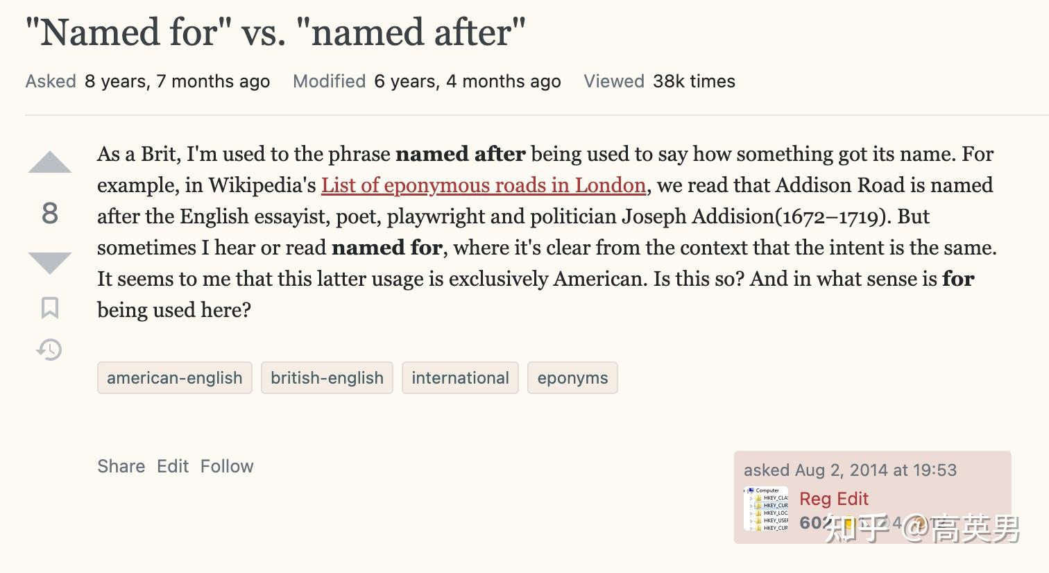 辨析：for / after / by——Named for v.s. Named after & Named 'by' - 知乎
