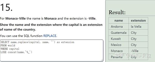 sqlzoo练习2（含答案）：SELECT names (like) - 知乎