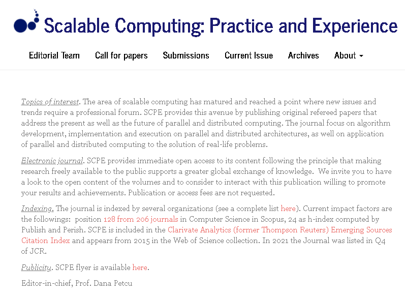 酷站推荐 - scpe.org - Scalable Computing : Practice and Experience