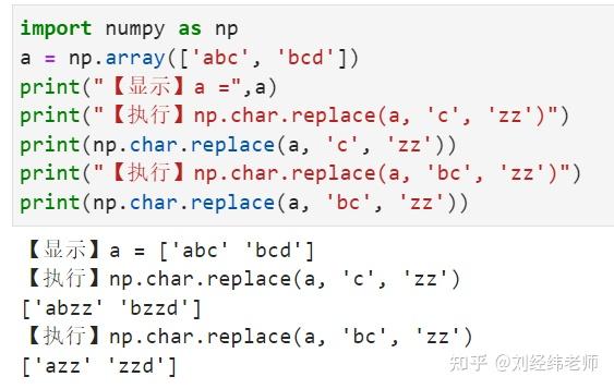 将字符串元素中的 一部分连续的字符 替换为指定的字符 numpy.char.replace() - 知乎