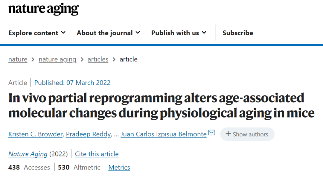 nature aging | 通过将细胞部分重置为更年轻的状态，可安全有效地逆转小鼠的衰老过程 - 知乎