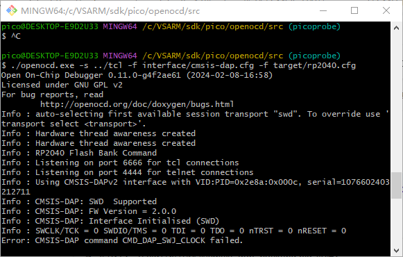 【树莓派Pico】error: CMSIS-DAP command CMD_DAP_SWJ_CLOCK failed - 知乎