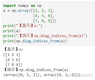 获得矩阵对角线元素的索引 numpy.diag_indices_from() - 知乎