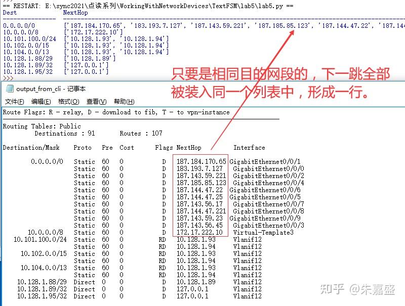 【本系列完更】网络工程师 Python TextFSM 模板（第7节，实验5，处理路由表，华为） - 知乎
