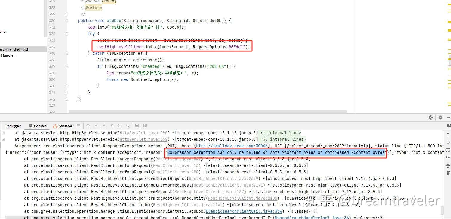 Es报错: Compressor Detection Can Only Be Called On Some Xcontent Bytes Or Compressed Xcontent