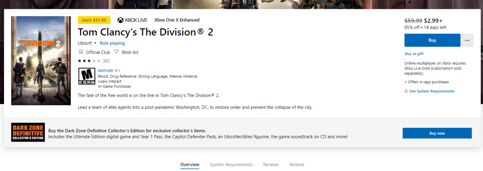 跳水式打折！《全境封锁2》XB1美区仅2.99美元 - 知乎