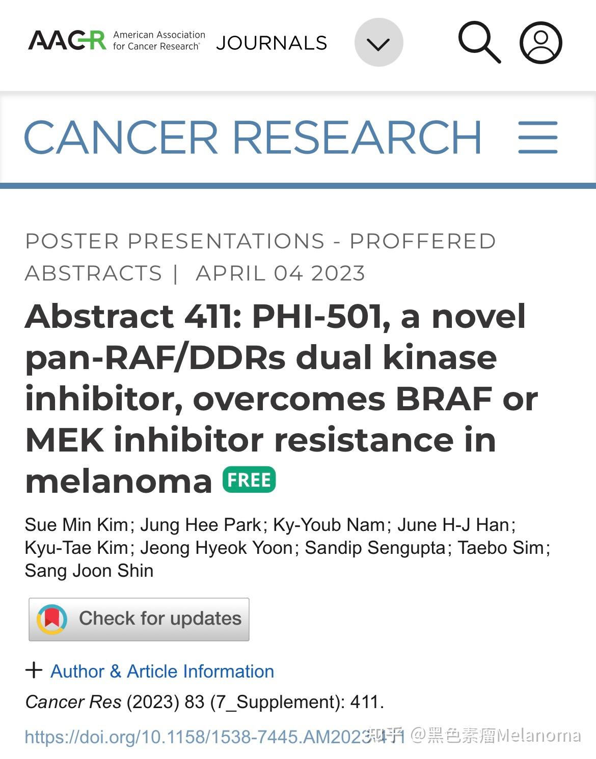 【2023AACR】Braf靶向耐药问题有了新希望 - 知乎