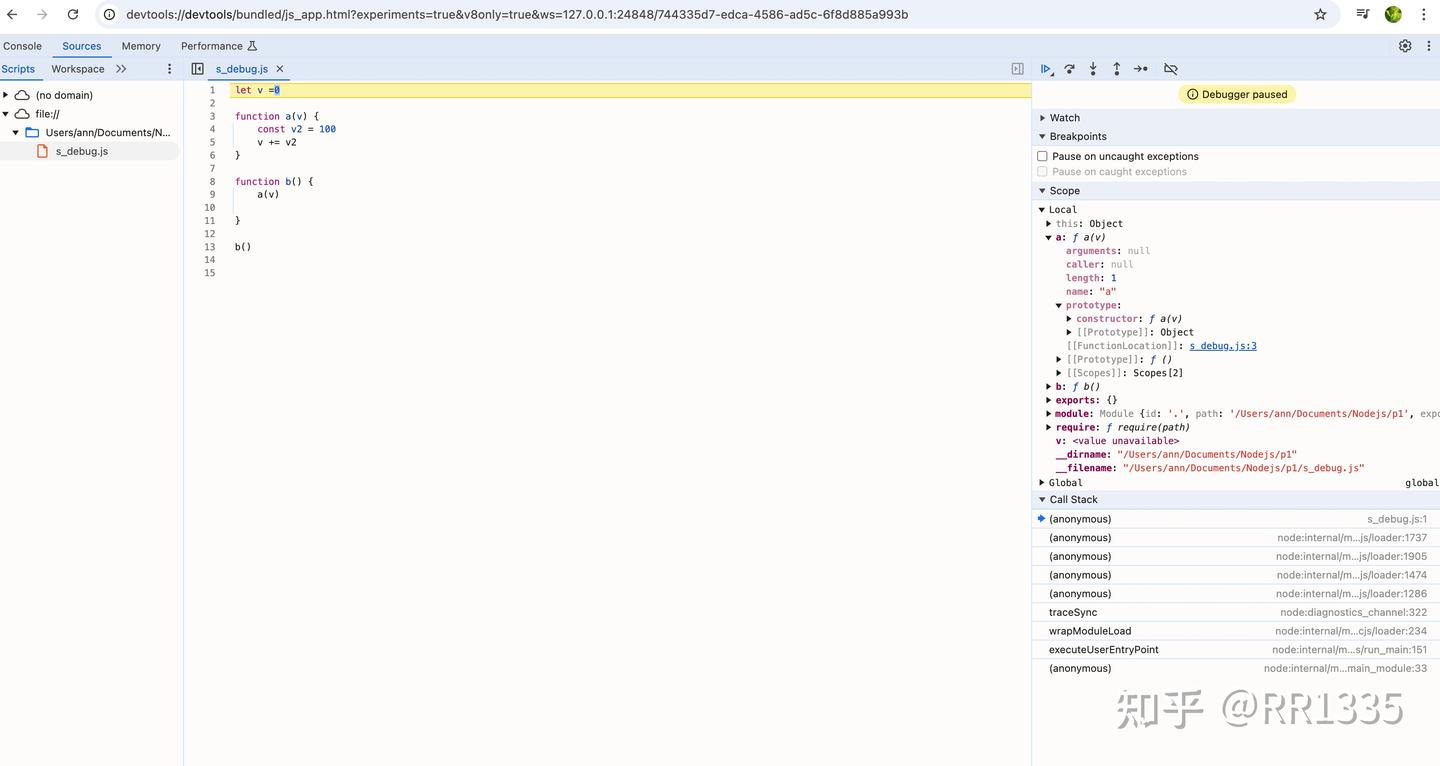 inspect 使用方法 ，调试 node js - 知乎