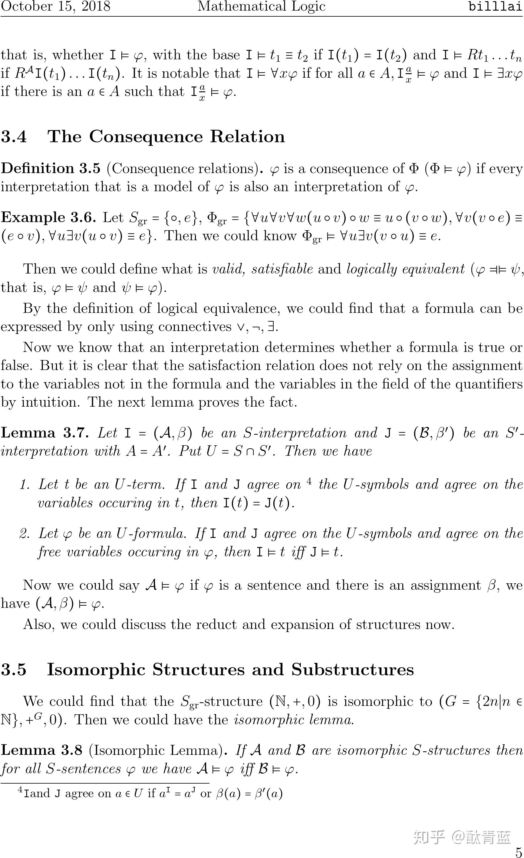 Notes Of Mathematical Logic 