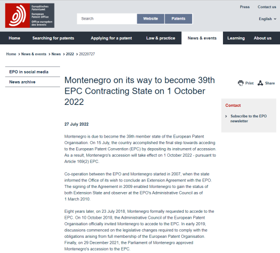 黑山将成为EPO的正式成员，专利制度赶快mark起来！ - 知乎