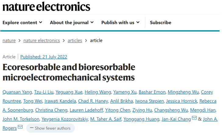 MEMS融合瞬态电子技术迎突破，清华校友研发新型微机电系统和封装策略，让高集成度可降解芯片“照进现实” - 知乎