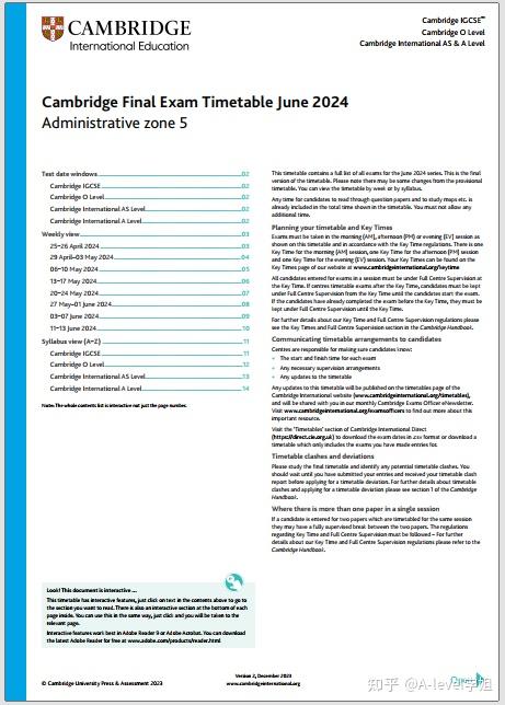 定了！CIE正式公布2024夏季大考时间表！明年考试关键信息打包！ - 知乎