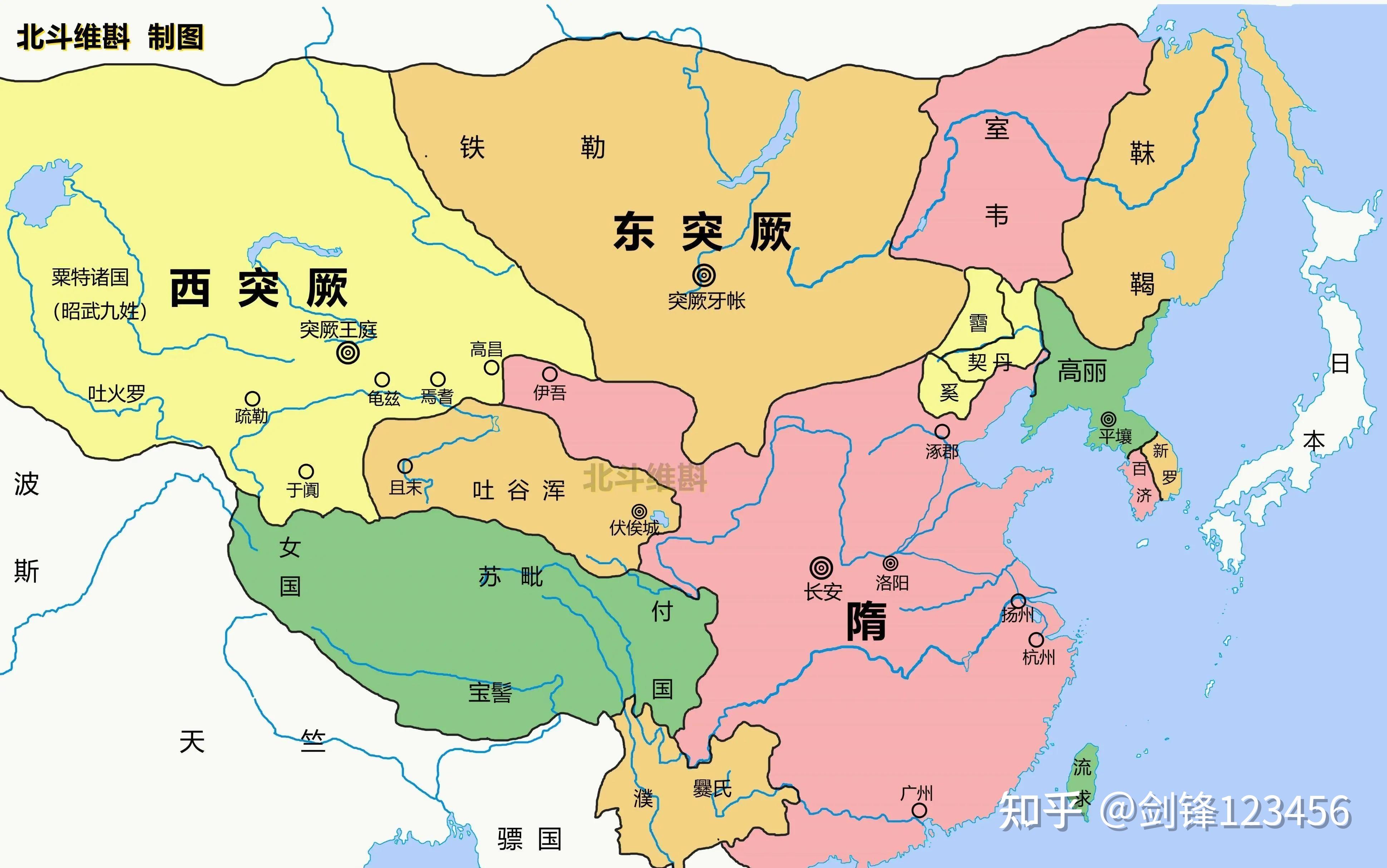 唐朝疆域演变图 知乎