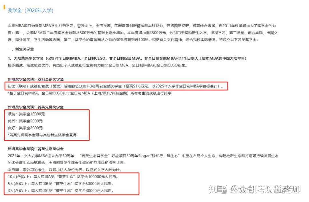 安泰MBA与高金FMBA哪个更好，有什么区别？2026入学上海交通大学安泰MBA与高金FMBA奖学金汇总，看看你能拿多少？ - 知乎