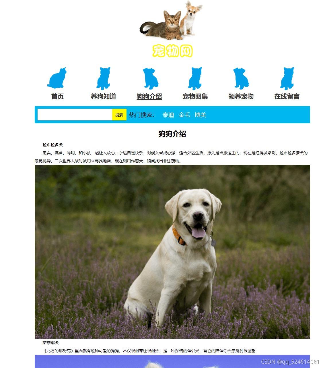 HTML5期末大作业：宠物网网站设计——代码质量好-宠物网(8页) HTML+CSS+JavaScript 学生DW网页设计作业成品 web课程设计网页规划与设计 计算机毕设网页设计源码 - 知乎