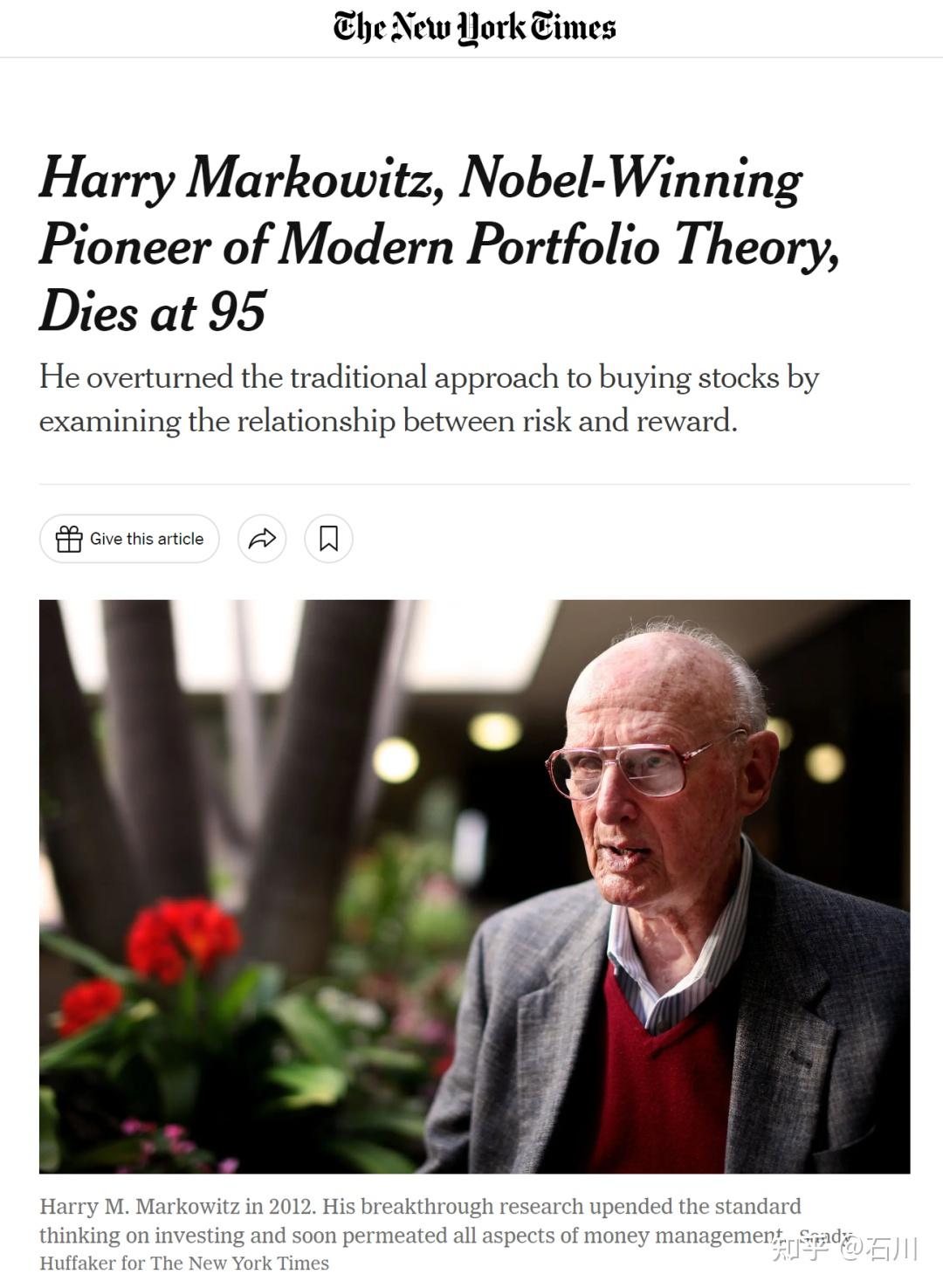 Harry Markowitz - 知乎