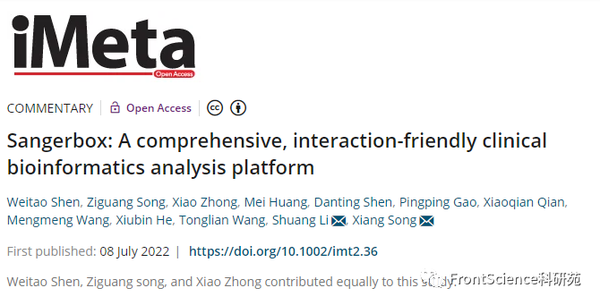 Sangerbox: clinical bioinformatics analysis platform - 知乎