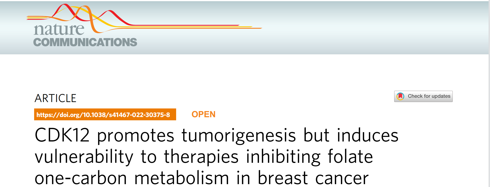 Nat Commun | 转录组+代谢组解析经典靶点CDK12致癌机制 - 知乎