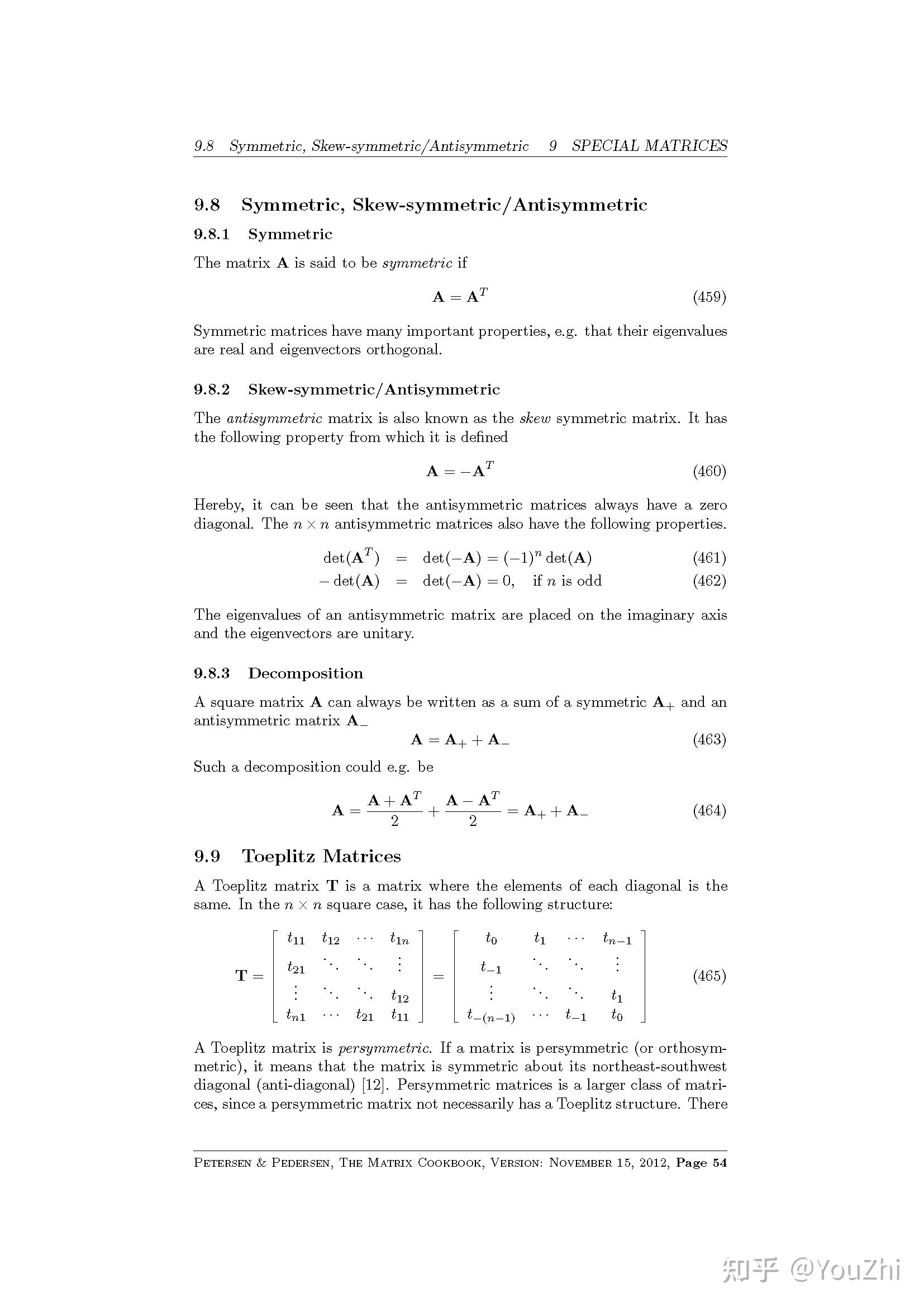 矩阵微积分公式查表(The Matrix Cookbook) - 知乎