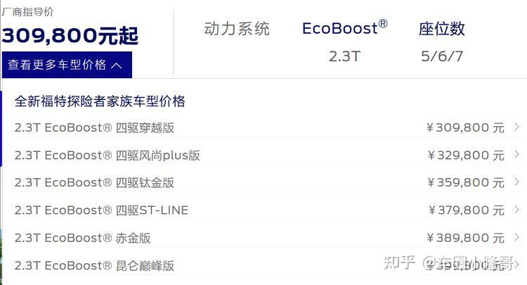 全系2.3T+10AT动力，福特探险者30.98万元起售！该怎么选？ - 知乎