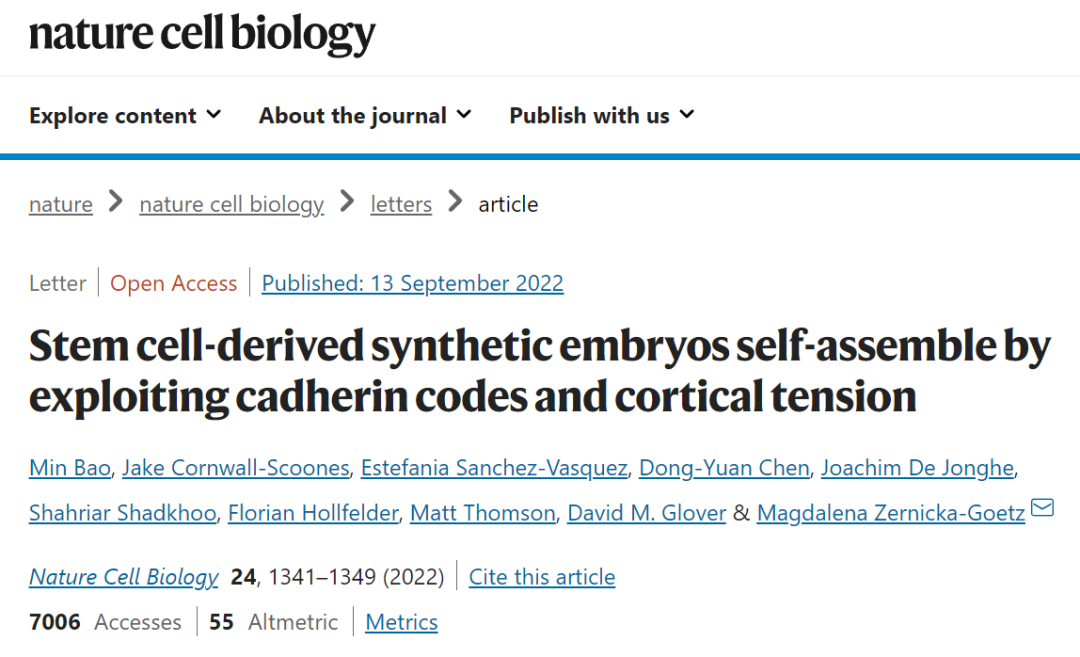 Nature Cell Biology：从干细胞创建小鼠胚胎，以了解有关哺乳动物发育过程的更多信息 - 知乎