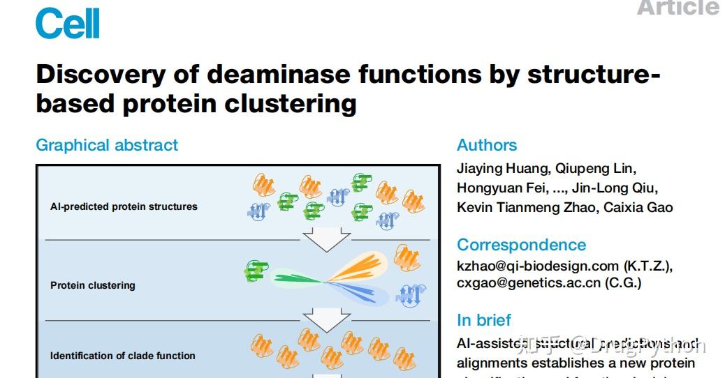 Cell|通过AlphaFold2预测的蛋白质结构聚类来发现脱氨酶的功能 - 知乎