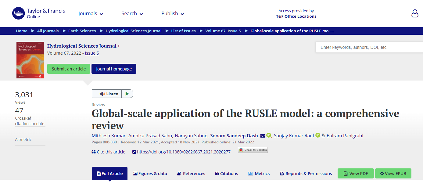 刊·见 | SCIE期刊Hydrological Sciences Journal，探索水文科学国际研究前沿 - 知乎