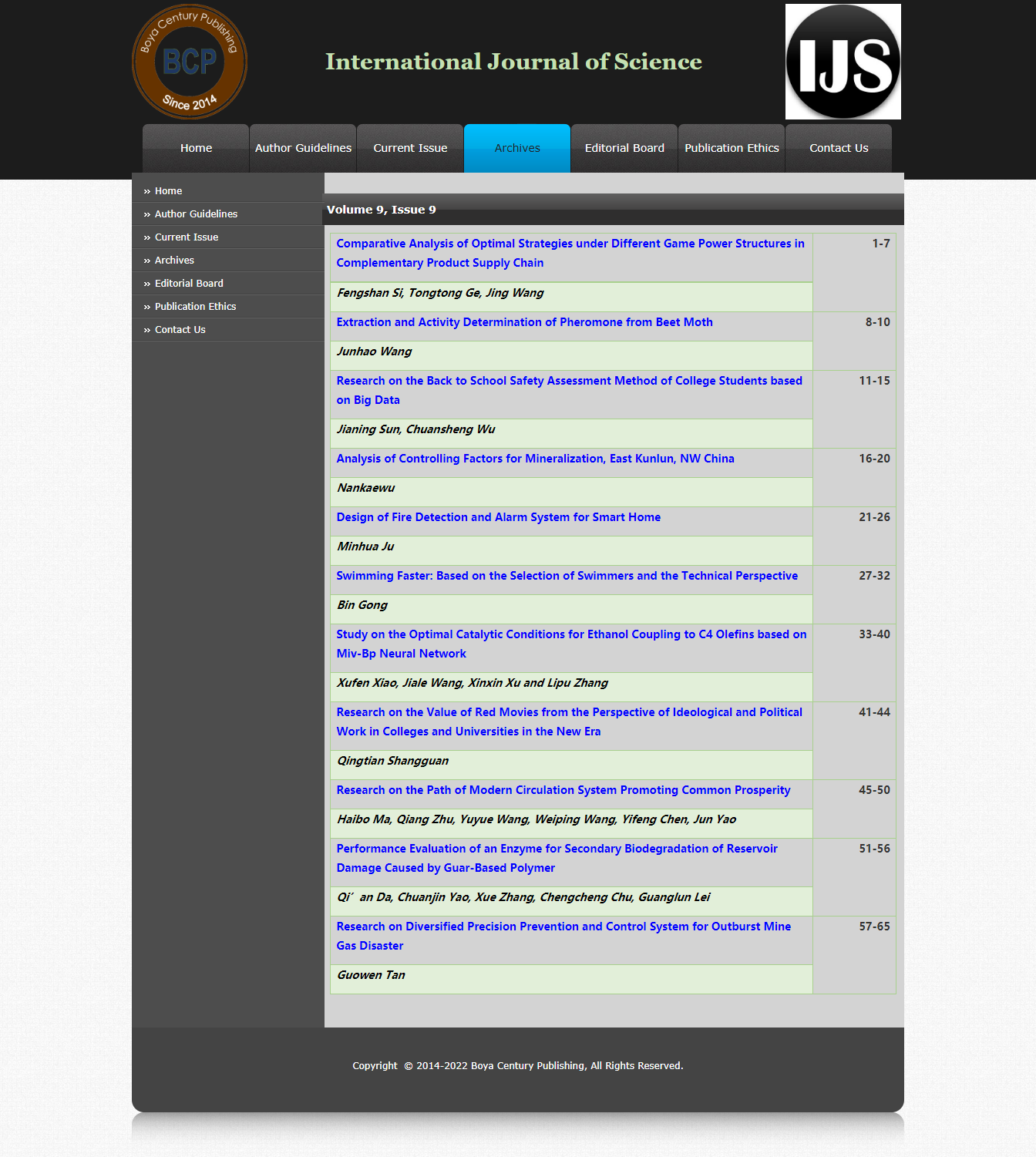 International Journal of Science(IJS) ISSN: 1813-4890 - 知乎