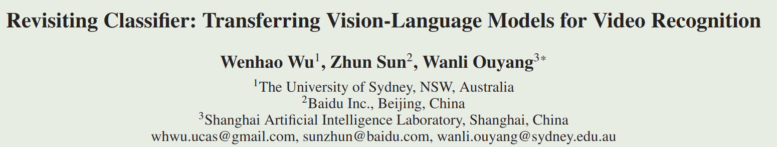 Revisiting Classifier: Transferring Vision-Language Models for Video Recognition-全文翻译 - 知乎