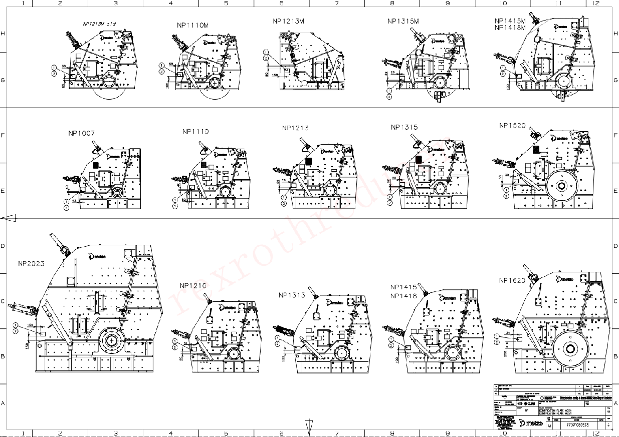 Metso美卓NP系列反击式破碎机图纸NP1007/NP1110/NP1213/NP1313/NP1315/NP1415/NP1520 ...