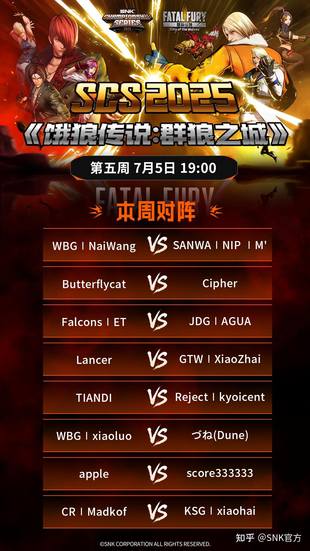 今晚19点直播！SCS 2025饿狼第五周16强对阵公告！ - 知乎