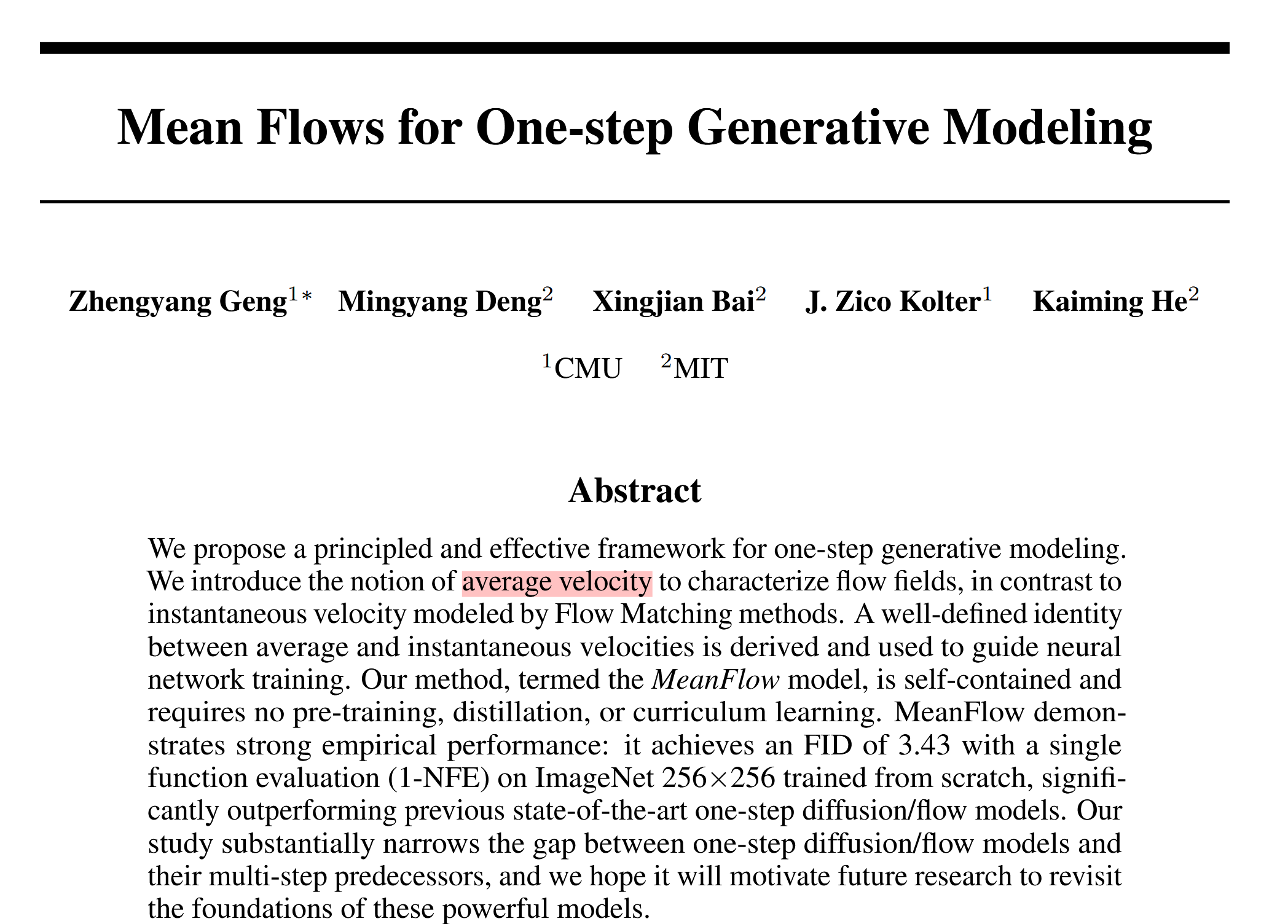 论文笔记（2025.08.15）Mean Flows for One-step Generative Modeling - 知乎