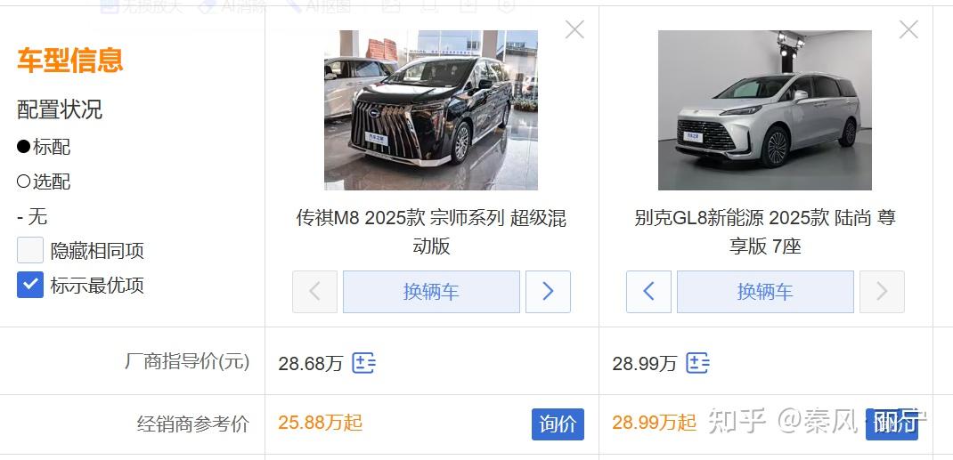 家庭MPV优选对比：传祺M8宗师超级混动VS别克GL8新能源陆尚尊享版 - 知乎