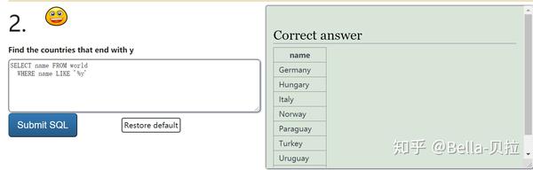 sqlzoo练习2（含答案）：SELECT names (like) - 知乎